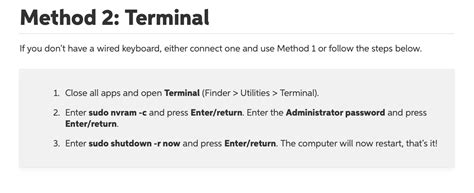 using terminal to reset pram nvram on an imac with a t2 chip