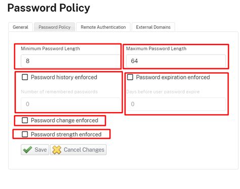 Unity Access 7 Password Policy