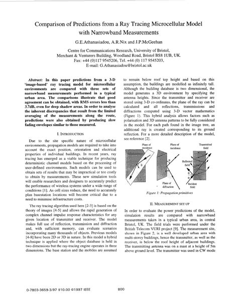 Pdf Comparison Of Predictions From A Ray Tracing Microcellular Model