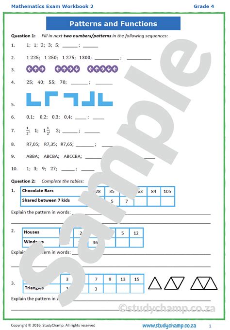 Grade 4 Maths Year End Exam Workbook 2 Patterns And Functions Grade 4 Maths Year End Exam Workbook 2 Patterns And Functions