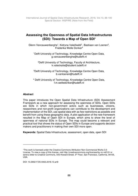 Pdf Assessing The Openness Of Spatial Data Infrastructures Sdi