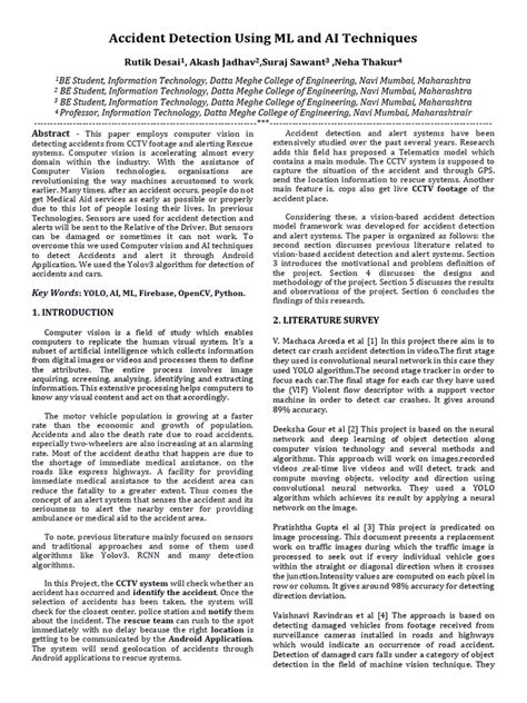 Accident Detection Using Ml And Ai Techniques Pdf Driving Under The