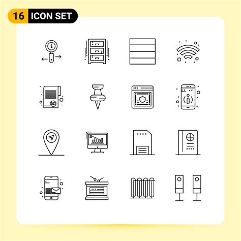 Modern Set Of 16 Outlines Pictograph Of Tax Finance Wardrobe Document