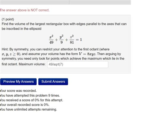 Solved 1 ﻿pointfind The Volume Of The Largest Rectangular