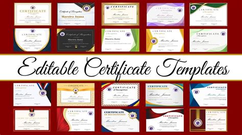 Editable Certificate Templates