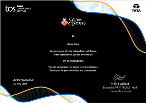 Rohit Sahu On Linkedin Achievement Award Gratitude Tcs Tcsgems Hardwork 40 Comments