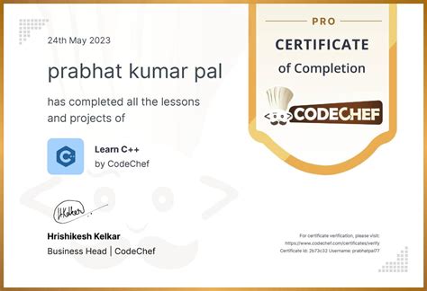 Prabhat Pal On Linkedin Codechef Certificate Prabhat Kumar Pal