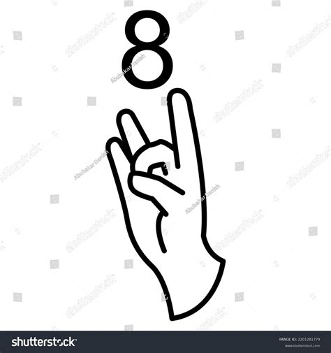 8 Eight Hand Sign Deaf Language Stock Vector Royalty Free 2201281779