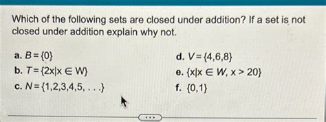 solved which of the following sets are closed under