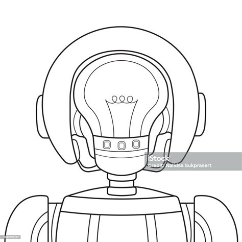 머리 안에 노란색 전구가 있는 Ai 로봇 현대 기술과 미래 지향적인 개념 0명에 대한 스톡 벡터 아트 및 기타 이미지 0명 과학 기계류 Istock