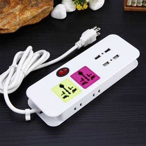 High Quality Fast Charging 2AC Universal Socket 4USB Power Travel Adapter Extension Cable EU US