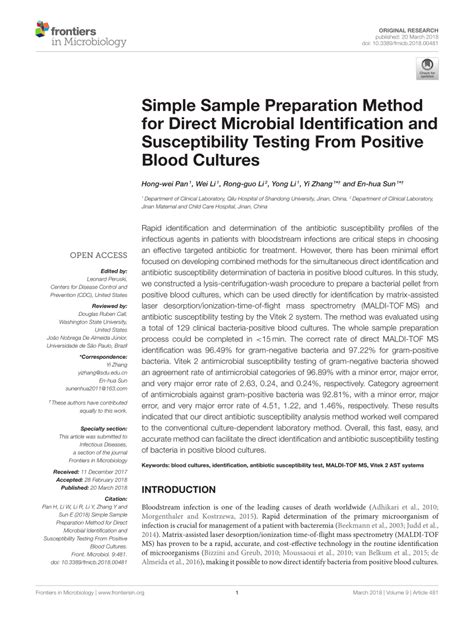 Pdf Simple Sample Preparation Method For Direct Microbial