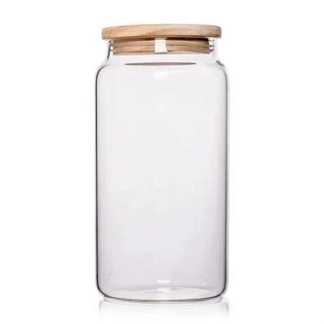 Teaso Glass Caddy Medium Glass Tea Container Tough Glass And Wooden