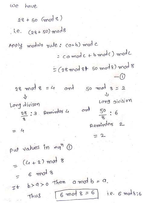 Solved Perform The Modular Arithmetic Operation Shown Below Mod Course Hero
