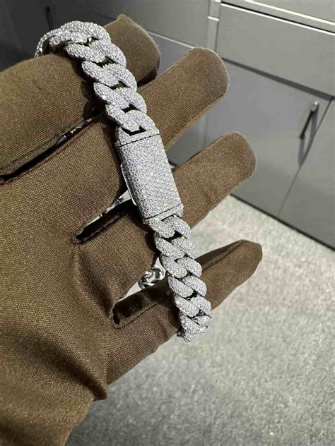 Vvs Moissanite 925 Sterling Silver Bracelet 12mm 8 Inches White Gold
