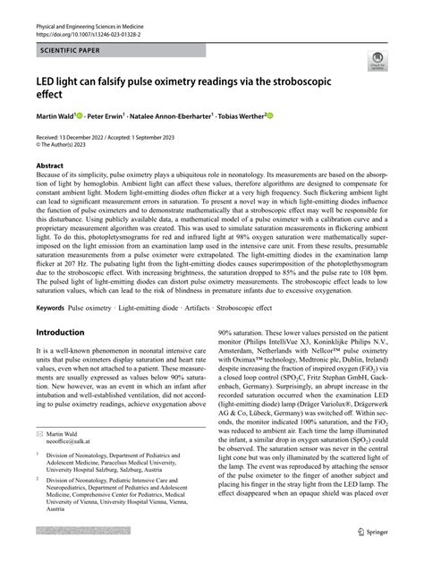 Pdf Led Light Can Falsify Pulse Oximetry Readings Via The Stroboscopic Effect