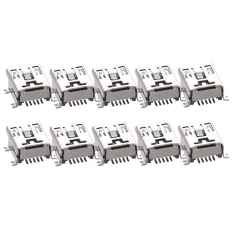 10 Pcs Mini Usb Type B Female Port 5 Pin 180 Degree Smd Smt Pcb Jack
