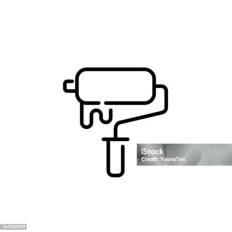 페인트 롤러 건설 및 재 장식 작업 픽셀 완벽 편집 가능한 획 선 아이콘 개선에 대한 스톡 벡터 아트 및 기타 이미지 개선 거실 그리기 Istock