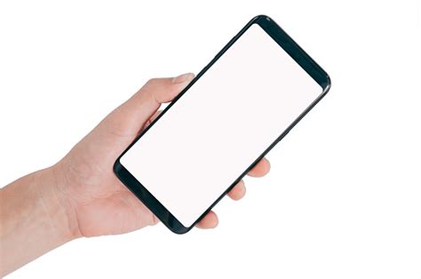 스마트폰 모의 손 잡고 빈 흰색 화면 휴대 전화 디자인에 대 한 클리핑 경로와 흰색 배경에 고립까지 0명에 대한 스톡 사진 및 기타 이미지 Istock