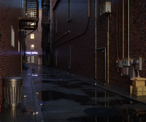 Artstation Back Alley 3d Scene Resources