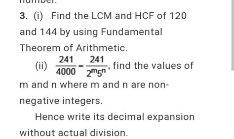 I Find The Lcm And Hcf Of 120 And 144 By Using Fundamental Theorem Of A