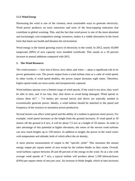 wind energy pdf wind turbine electric generator