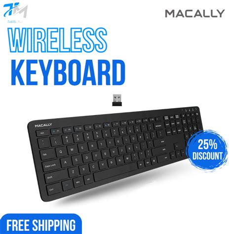 Macally Black Wireless Keyboard Computer Usb 2 4g Ergonomic Keyboard Works In Laptop
