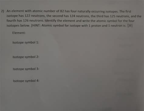 Solved 2 An Element With Atomic Number Of 82 Has Four