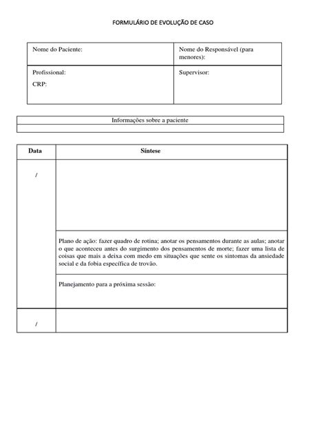 Modelo De Evolução De Caso Pdf