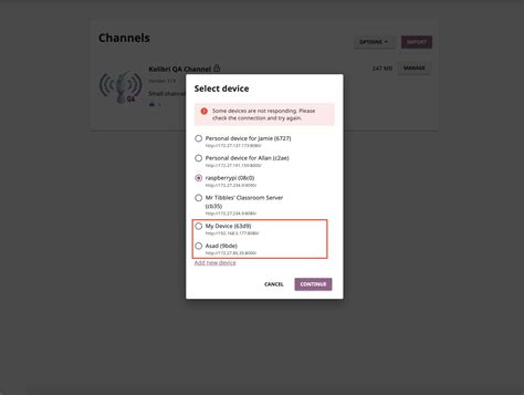 Device Selection Modal Does Not Filter Out Your Own Device · Issue