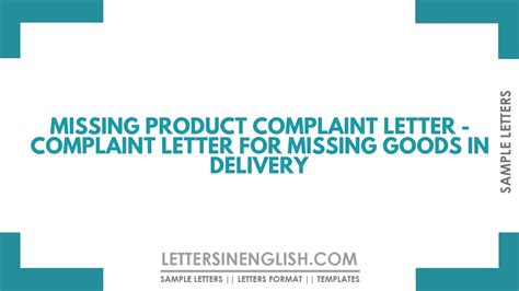 Missing Product Complaint Letter Complaint Letter For Missing Goods