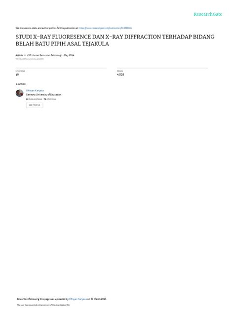 Studi X Ray Fluoresence Dan X Ray Diffraction Terh Pdf Teknologi