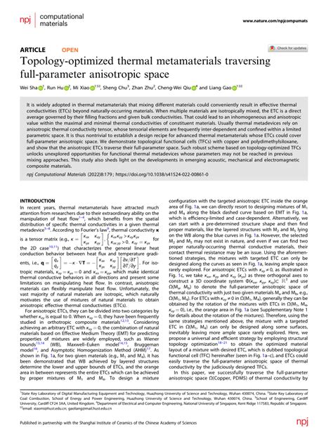 PDF Topology Optimized Thermal Metamaterials Traversing Full Parameter Anisotropic Space