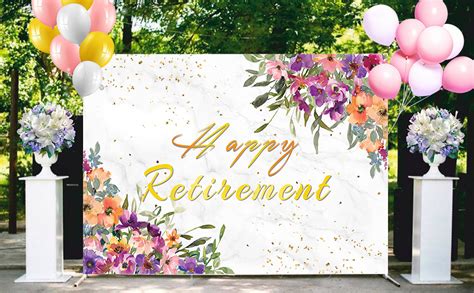 Yieldeer Happy Retirement Backdrop 7x5ft Purple Floral