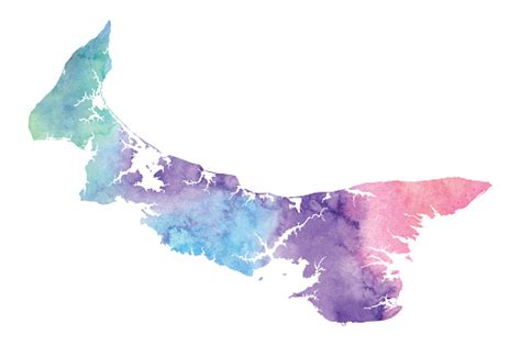 프린스 에드워드 아일랜드 캐나다 수채화 래스터 지도 그림 프린스 에드워드 아일랜드에 대한 스톡 벡터 아트 및 기타 이미지