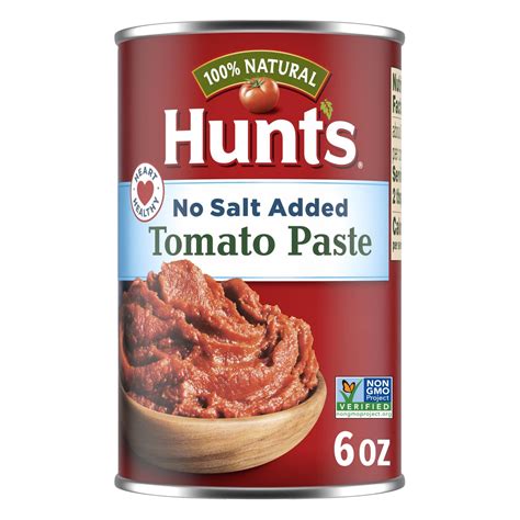 Hunts No Salt Added Tomato Paste 6 Oz Can Thick And Rich Tomatoes