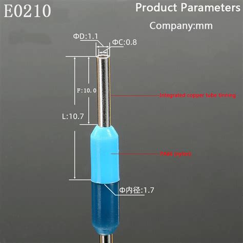 E0210 와이어 연결 100pcs 절연 커넥터 단자 압착 단자 냉간 압착 절연 단자 Ul Ce 인증 전기 장비 및 소모품