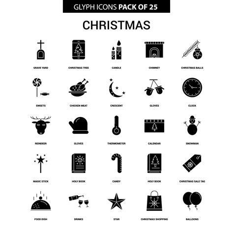 Christmas Glyph Vector Icon Set 14315823 Vector Art At Vecteezy