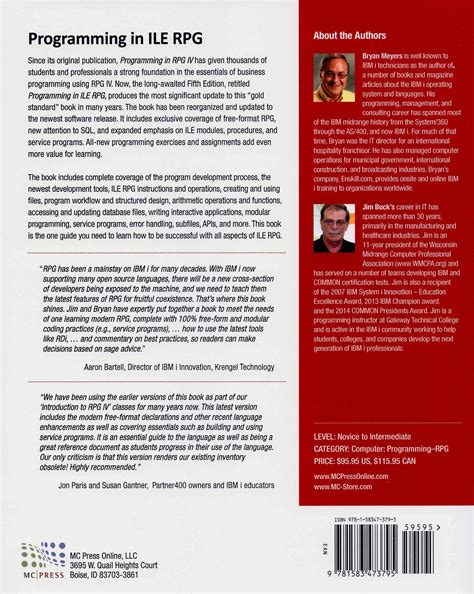 Programming In Ile Rpg Fifth Edition Mc Press Bookstore