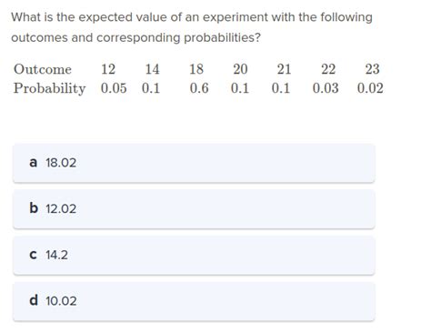 Solved What Is The Expected Value Of An Experiment With The Chegg