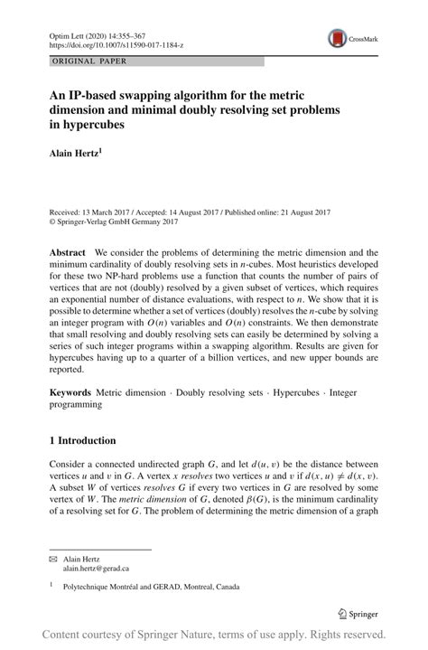 an ip based swapping algorithm for the metric dimension and minimal