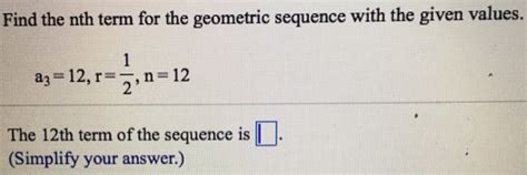 solved find the nth term for the geometric sequence with the
