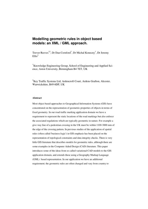 pdf modeling geometric rules in object based models an xml gml