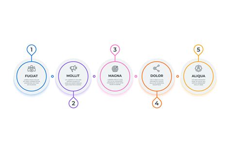 Line Flow Infographic 5 Steps Circle Workflow Diagram Milestone Busi