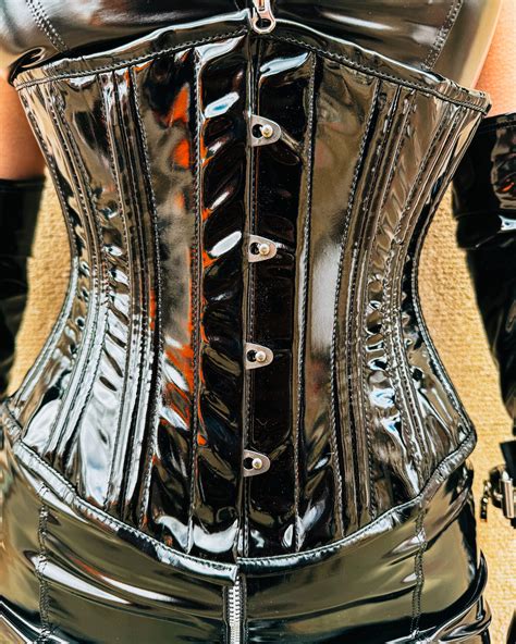 Black Vinyl Underbust Corset Bdsm Dominatrix Outfits Bondesque