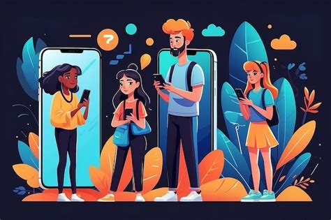 Premium Photo Gen Z Communication Flat Concept Vector Illustration Young People With
