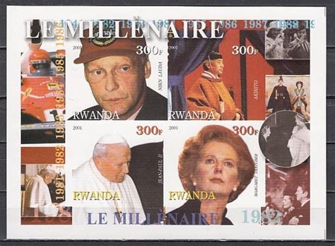 rwanda 2001 cinderella issue 1980 sheet pope john paul m thatcher