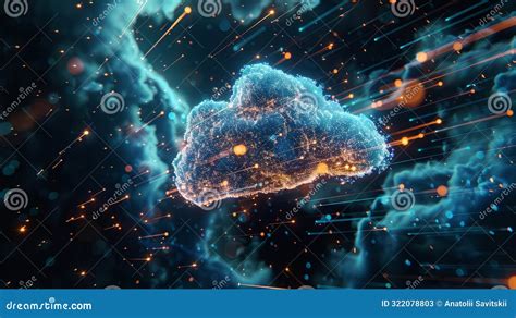 a stylized digital image depicting cloud computing with abstract