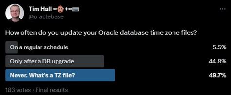 Update Oracle Database Time Zone Files Poll Results Discussed The ORACLE BASE Blog