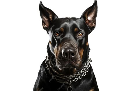 Retrato De Perro Doberman Enojado Aislado Sobre Fondo Blanco Ai